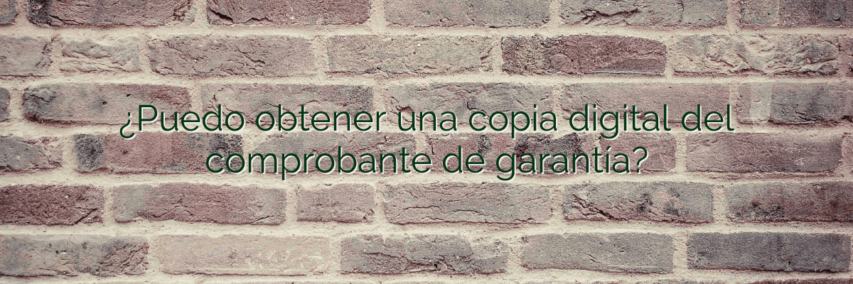 ¿Puedo obtener una copia digital del comprobante de garantía? - Garantia